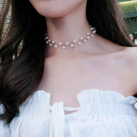 Jewels Galaxy White Gold Plated Beaded Choker Necklace