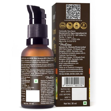 Buy WOW Skin Science Vitamin C Skin Clearing Serum Genuine 20 30 ml Online Purplle