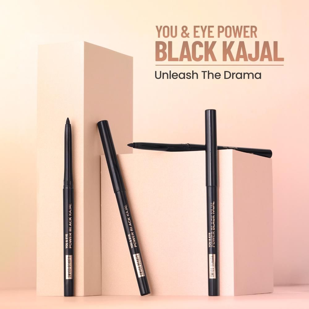 Swiss Beauty You Eye Power Black Kajal Waterproof Smudge Proof 24 Hour Stay Matte Finish 0.30 gm