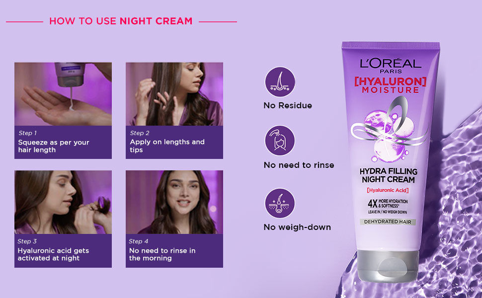 L'Oreal Paris Hyaluron Moisture 72H Hydra Filling Night Cream | Leave ...