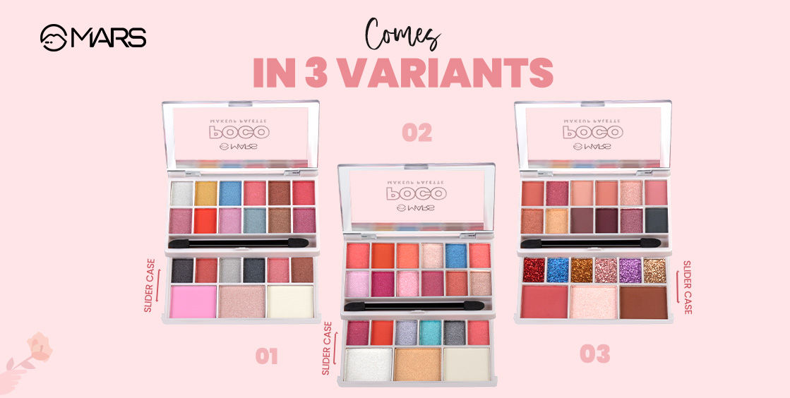 MARS Poco Makeup Palette with Eyeshadow, Compact, Highlighter and Blush ...