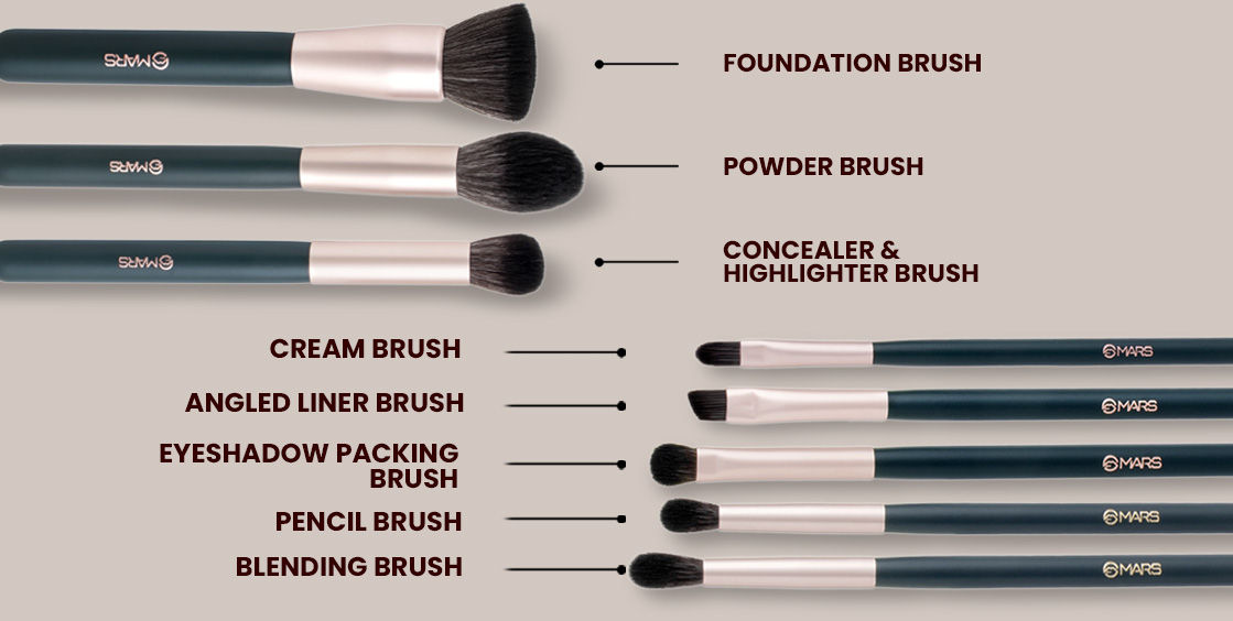 MARS Tools of Titans Brush Set of 8 ultra soft brushes with Holder