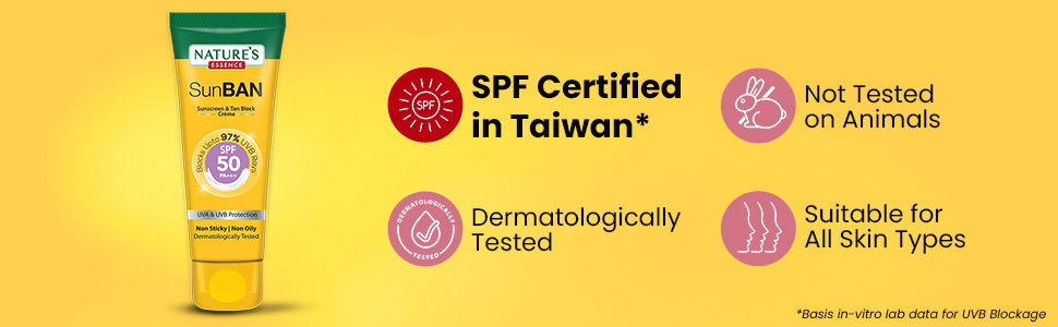 Nature's Essence SunBan SPF 50 PA+++ Sunscreen & Tan Block Creme (120 ml)