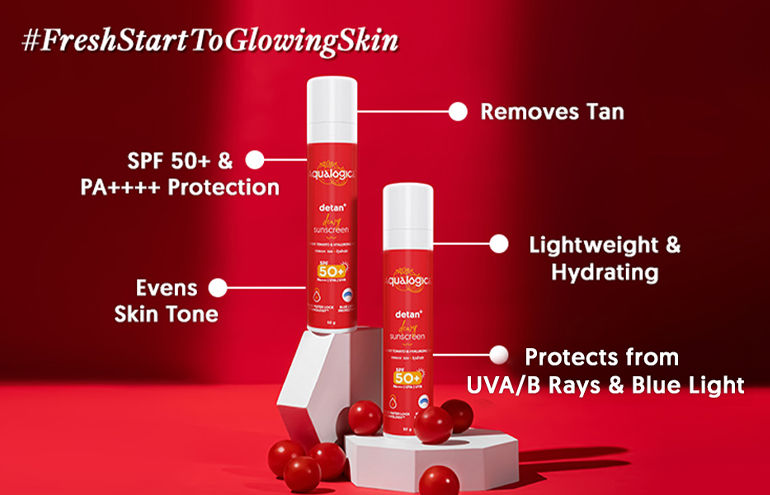 Aqualogica Detan+ Dewy Sunscreen with Cherry Tomato and Hyaluronic Acid ...