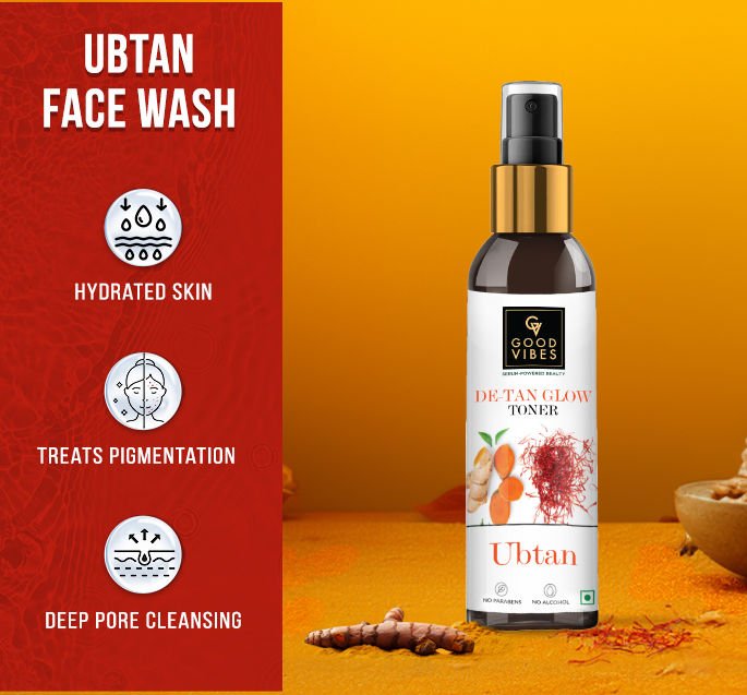 Good Vibes Ubtan CTSM De- tan Glow with (Fash wash 120ml + Toner 120ml ...