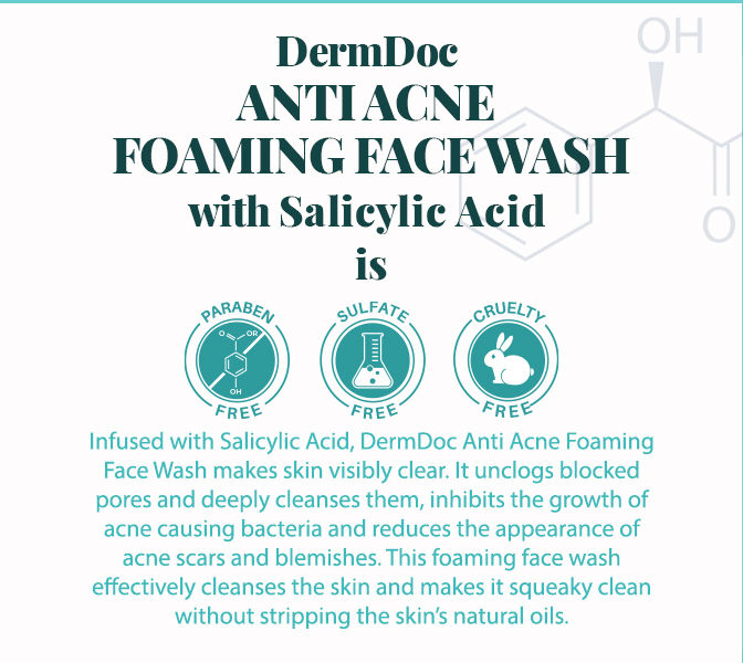 Buy DermDoc Anti Acne Foaming Face Wash with Salicylic Acid (150ml ...