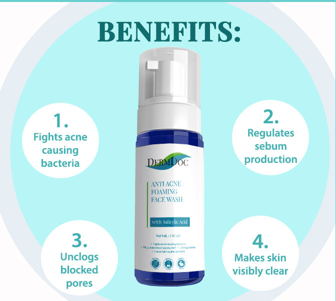 Buy DermDoc Anti Acne Foaming Face Wash with Salicylic Acid (150ml ...