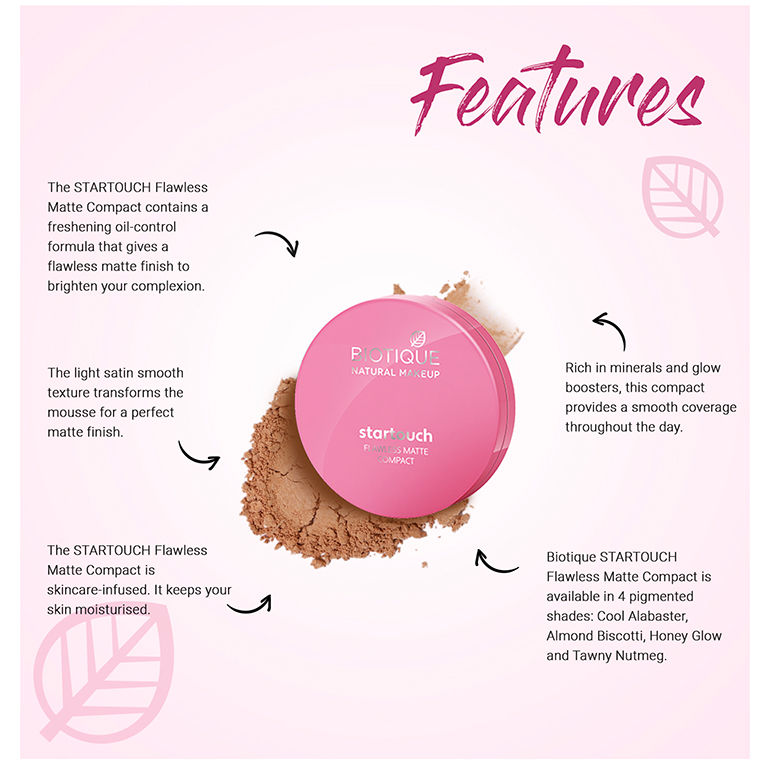 Buy Biotique Natural Makeup Startouch Flawless Matte Compact (Honey ...