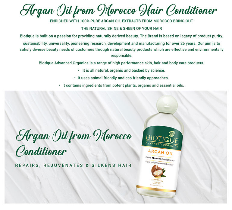 Buy Biotique Advanced Organics Argan Oil From Morocco Conditioner (300 ...
