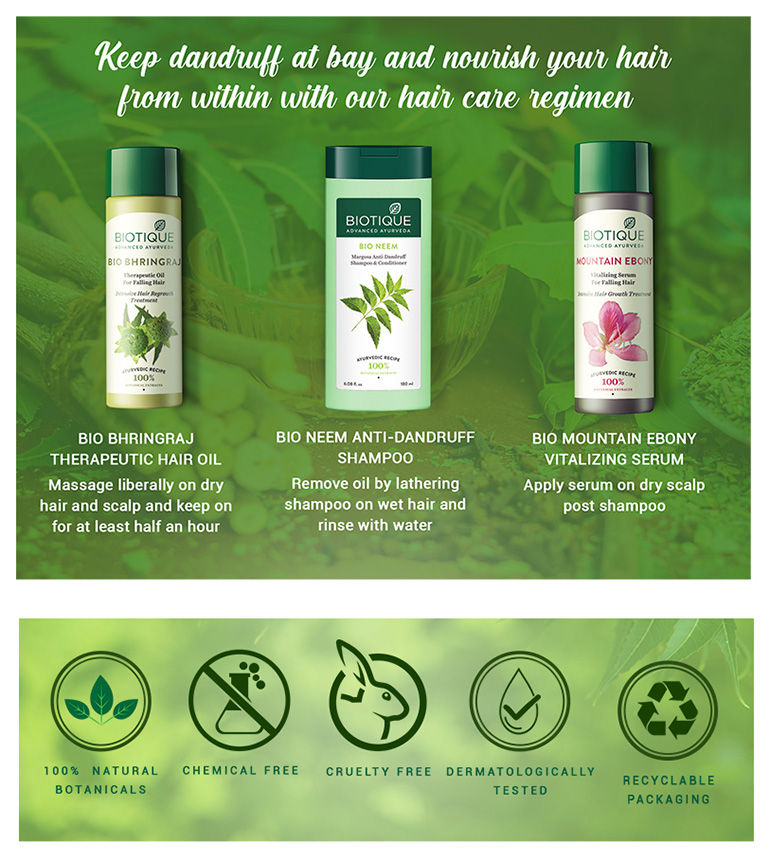 Buy Biotique Bio Neem Margosa Anti-Dandruff Shampoo & Conditioner (340 ...