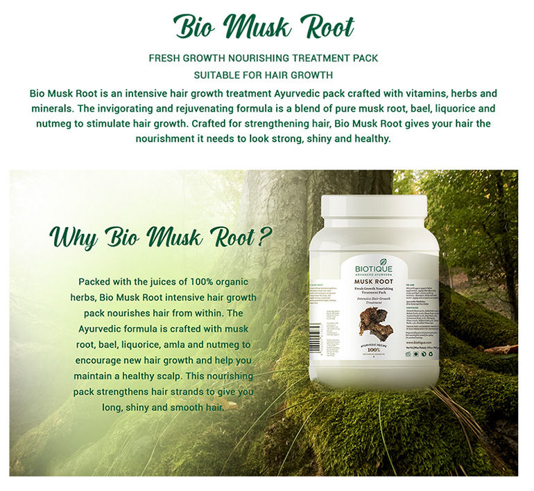 Buy Biotique Musk Root Fresh Growth Nourishing Treatment Pack(900 g ...