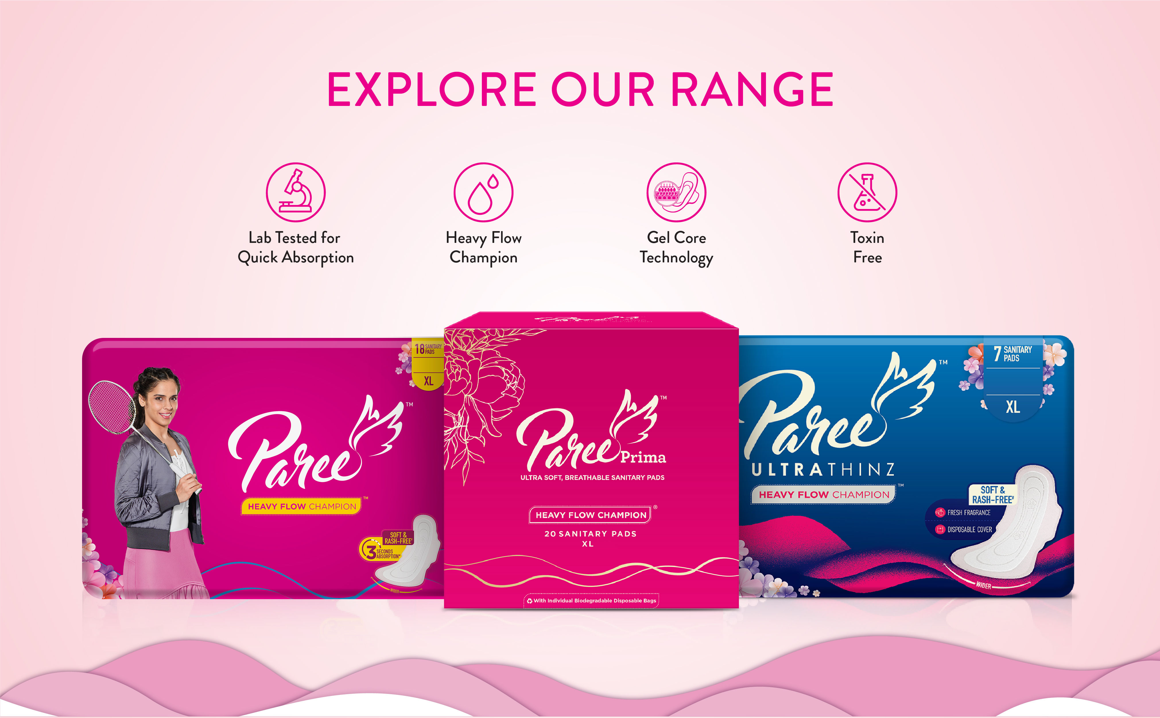 Buy Paree Soft & Rash Free Sanitary Pads For Heavy Flow 40 Pads- XL ...