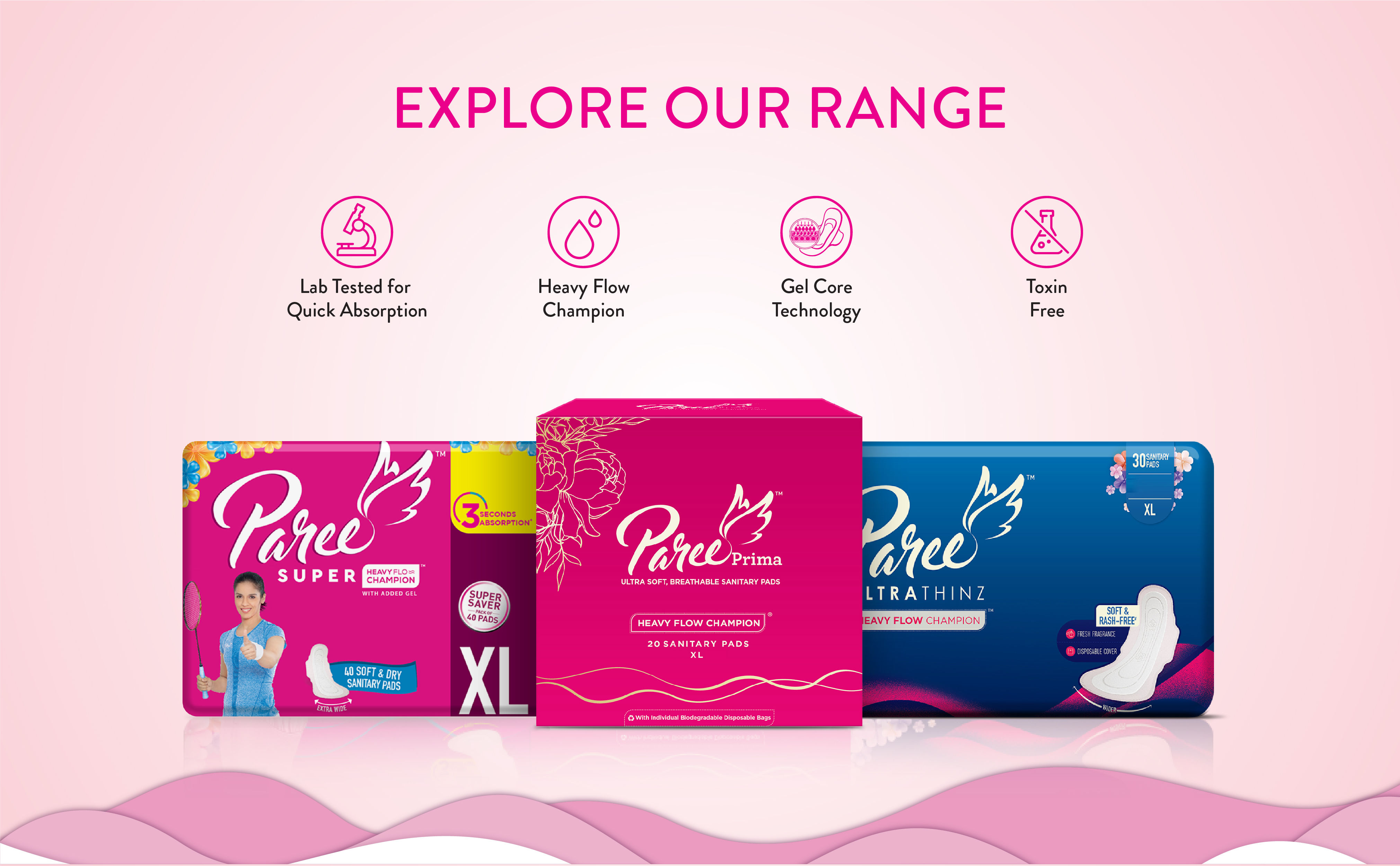 Buy Paree Ultra Thinz Soft & Rash Free Sanitary Pads For Heavy Flow 30 ...