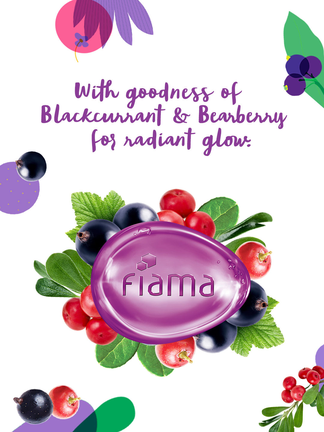 Fiama Gel Bar Blackcurrant and Bearberry for radiant glowing skin, with ...