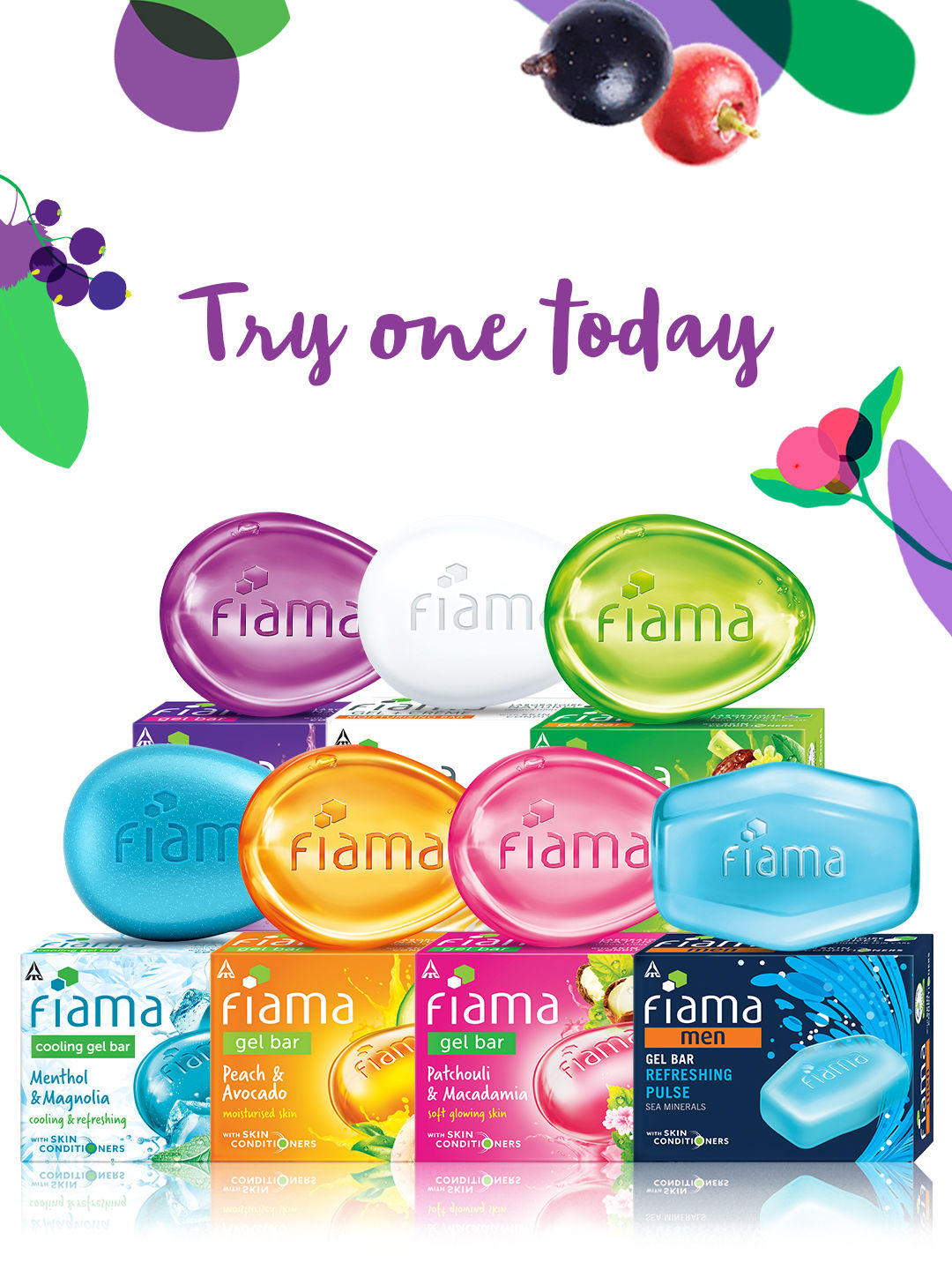 Fiama Gel Bar Blackcurrant and Bearberry for radiant glowing skin, with ...