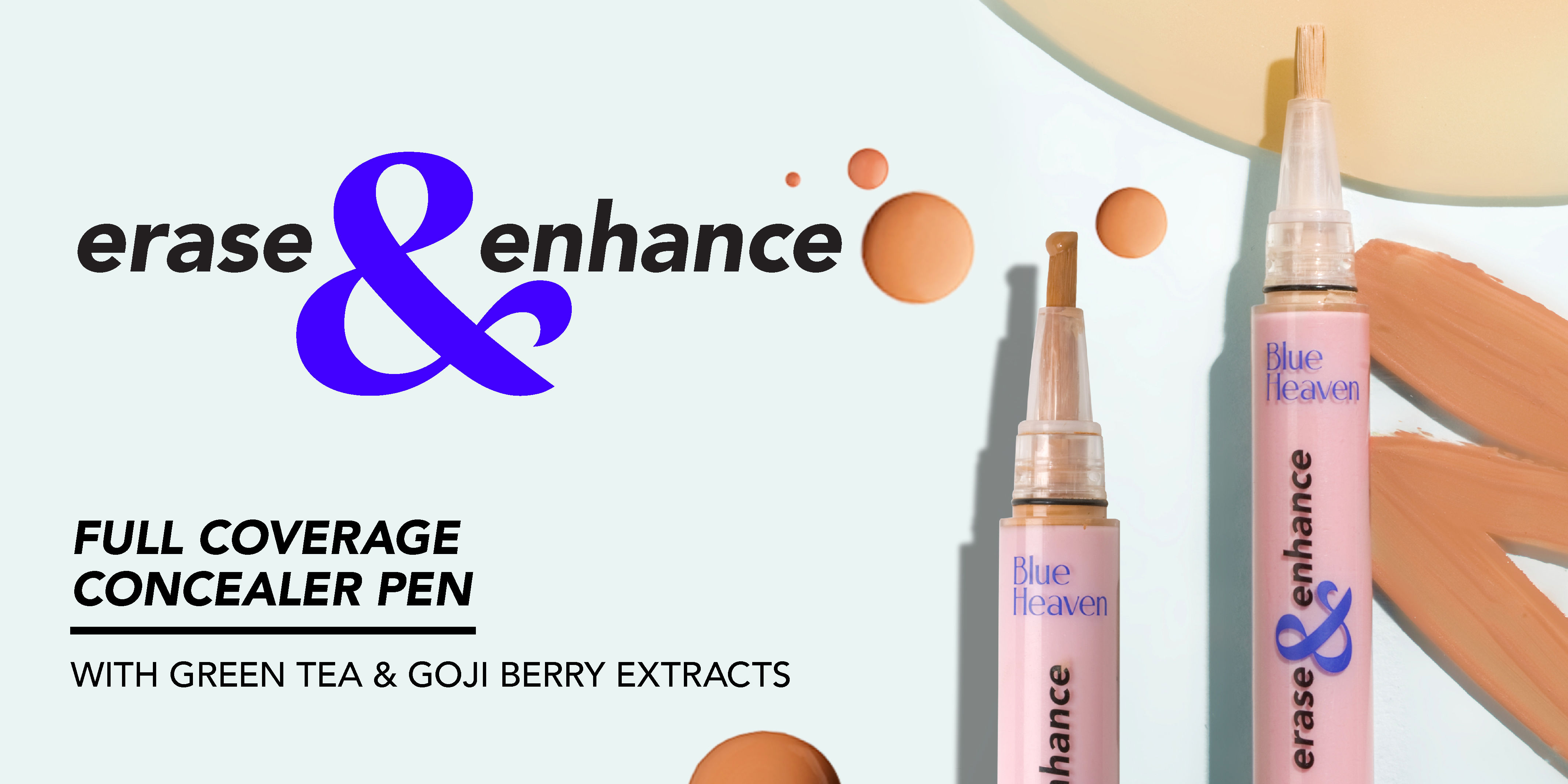 Blue Heaven Erase & Enhance Full Coverage Concealer Pen, Cream