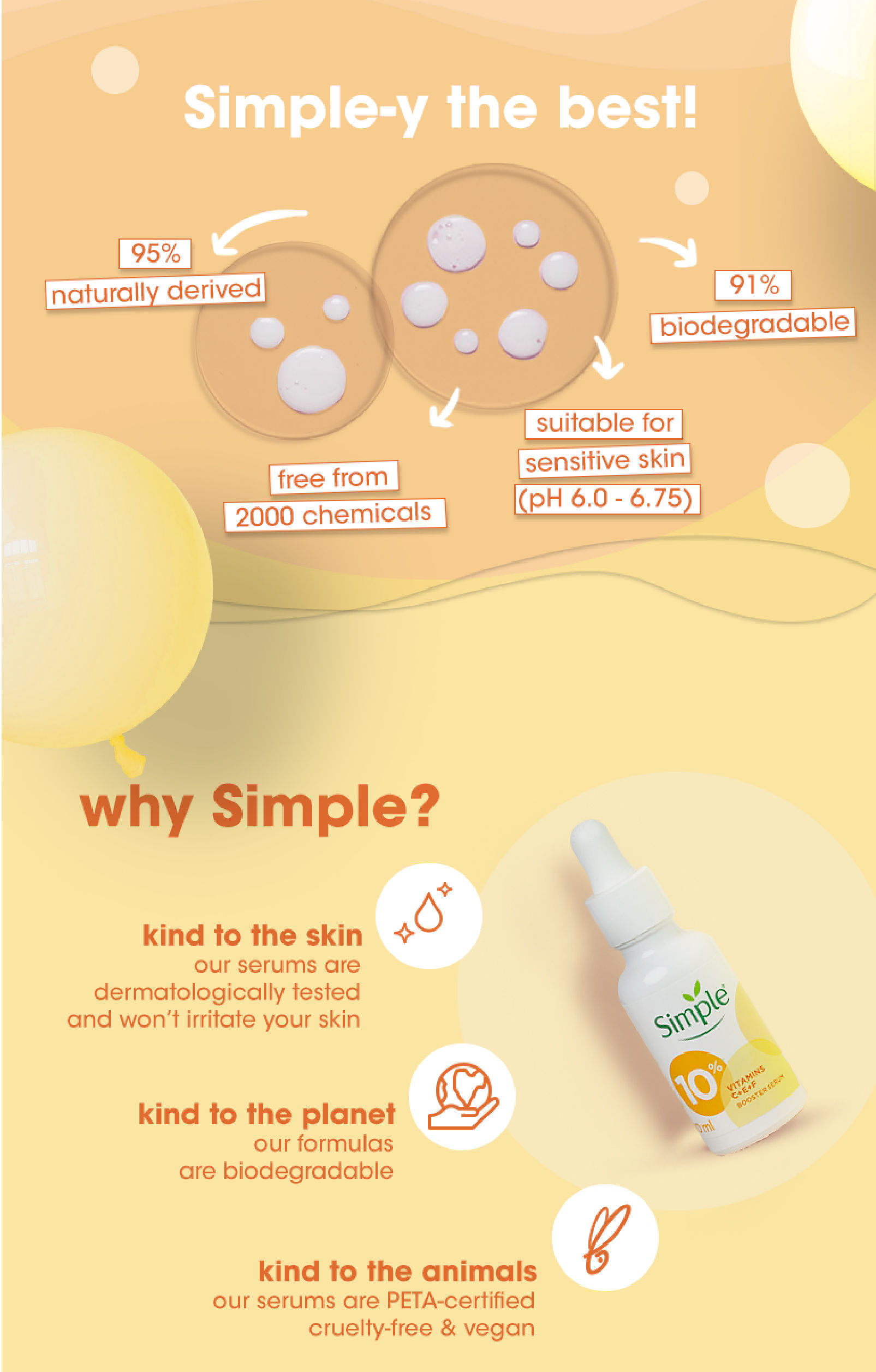 Simple Booster Serum - 10% Vitamin C+E+F For Youthful Glowing Skin, 30 ml