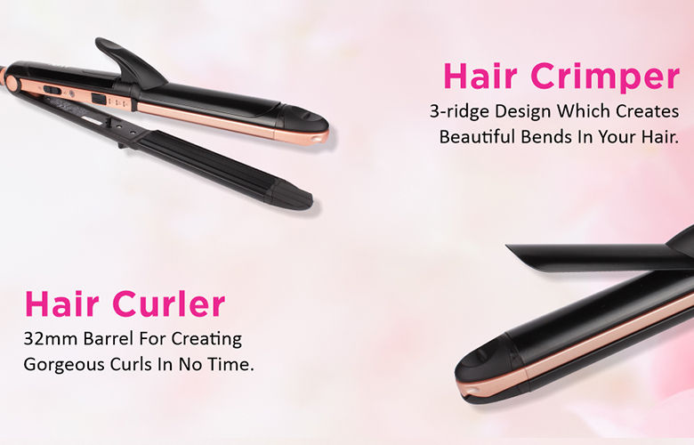 VEGA Keratin 3 in 1 Hair Styler - Straightener, Curler, and Crimper ...
