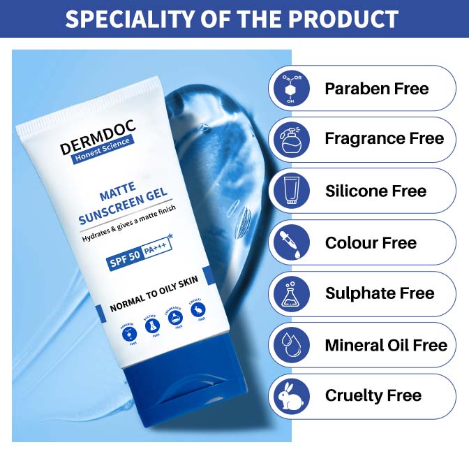 Dermdoc Matte Sunscreen Gel SPF 50 PA+++ (50 g)
