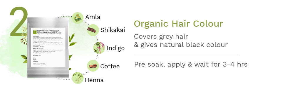 Sesa Natural Hair Colour Kit - 100% Organic Hair Colour Powder - 3 Step ...