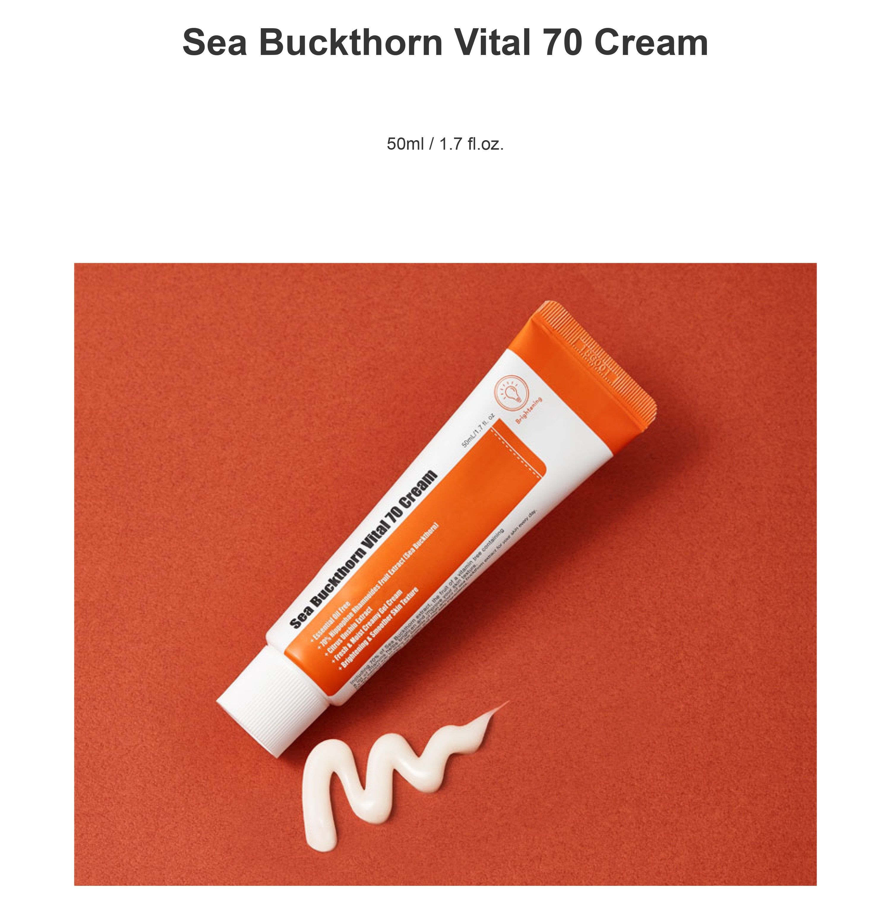 PURITO Sea Buckthorn Vital 70 Cream (50ml) | Korean Skin Care