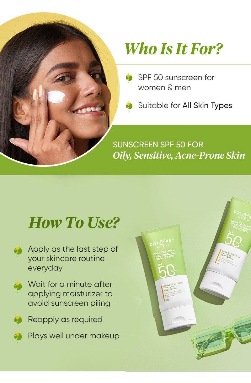 Dot & Key Cica Calming Niacinamide Sunscreen SPF 50 PA+++ (50 g)