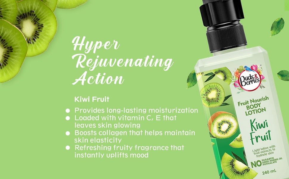 Buds & Berries Fruit Nourish Kiwi Body Gel Lotion, Normal Skin, No ...