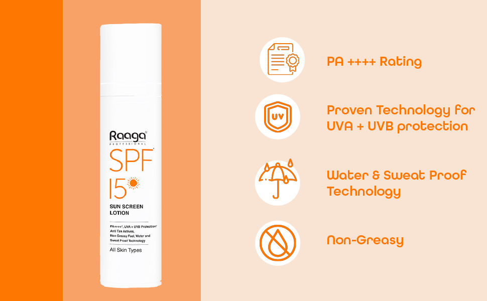 Raaga Professional SPF 15 PA++++ Sunscreen Lotion with UVA + UVB ...