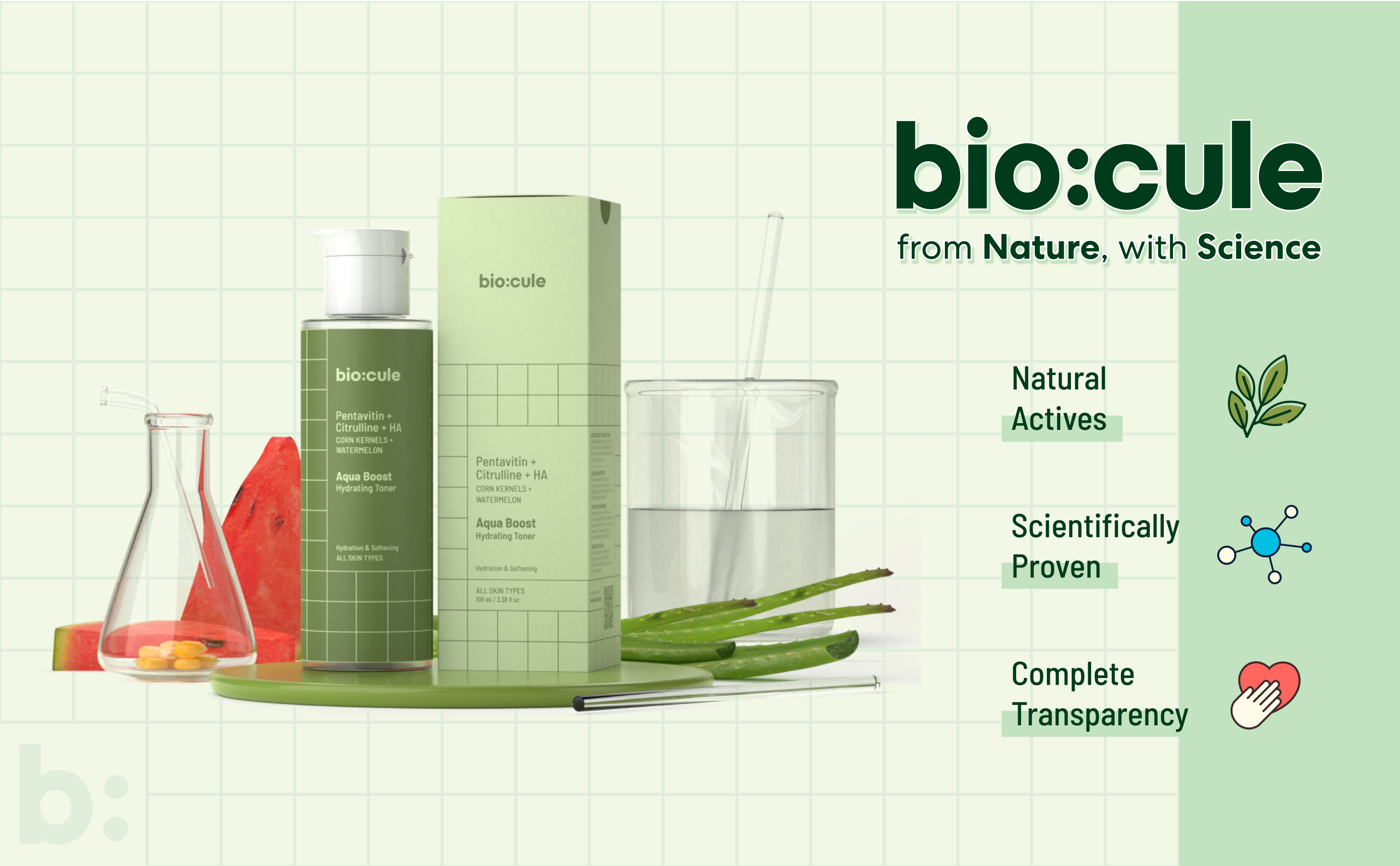 Biocule Aqua Boost Hydrating Toner, Hyaluronic Acid with Pentavitin ...