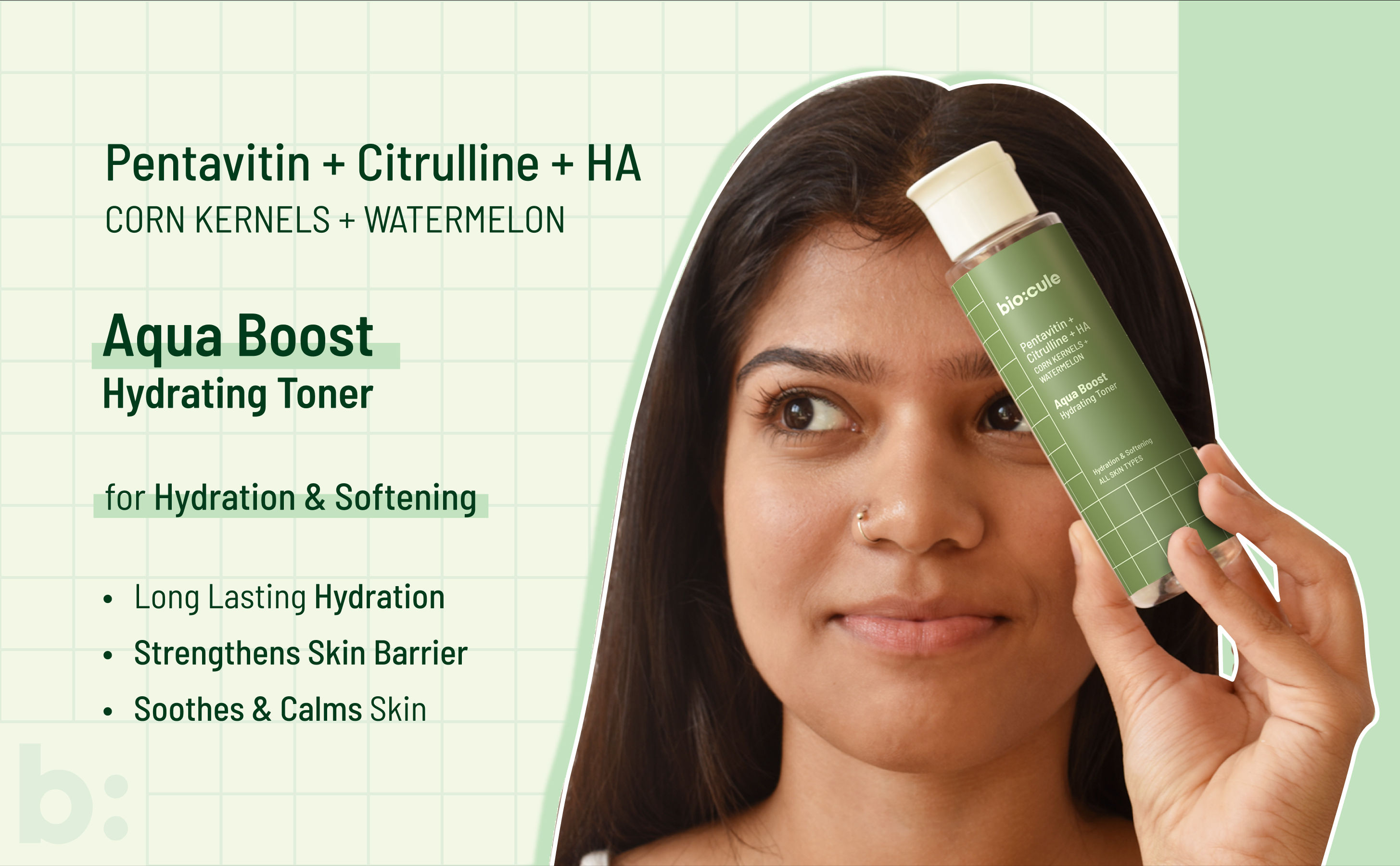 Biocule Aqua Boost Hydrating Toner, Hyaluronic Acid with Pentavitin & Citrulline, Hydration ...