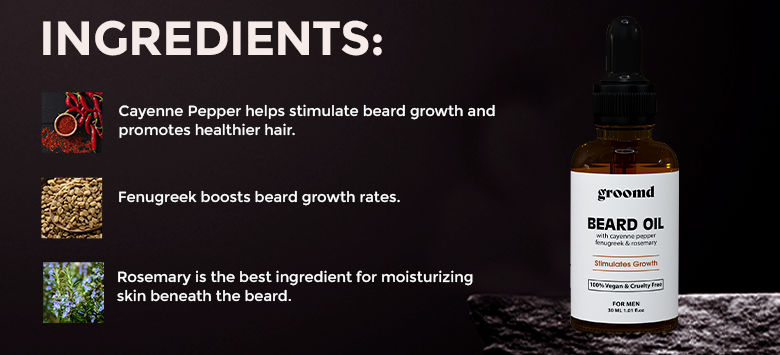 Groomd Beard Growth Oil with Cayenne Pepper, Fenugreek & Rosemary ...