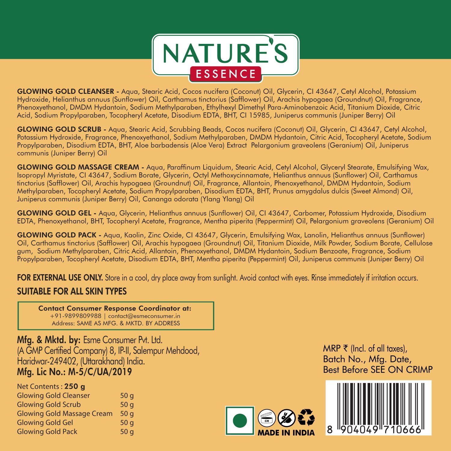 Nature's Essence Glowing Gold Facial Kit (250 g + 50 ml)