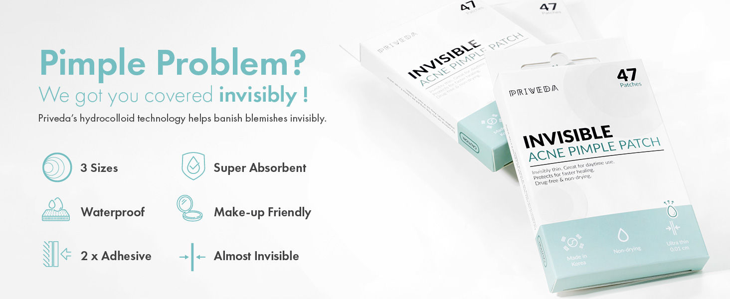 PRIVEDA Ultrathin Invisible Acne Pimple Patch 47 Units Hydrocolloid 3 ...