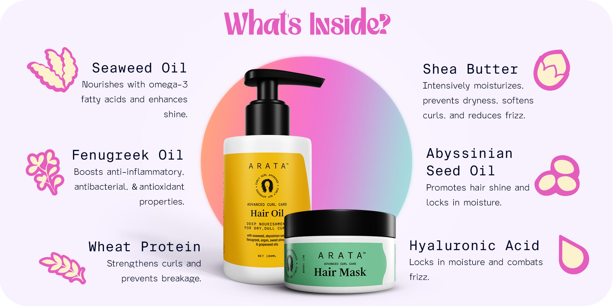 Arata Advanced Curl Care Hair Oil (100 ML) & Arata Advanced Curl Care ...