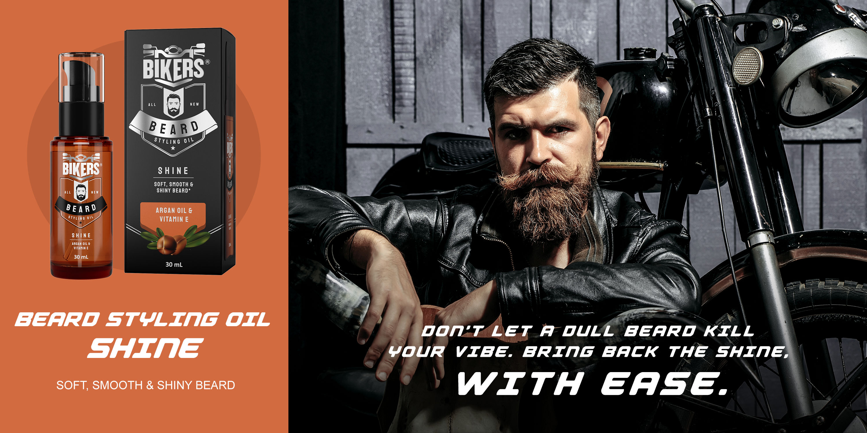 Biker's Beard Styling Oil - Shine with Argan Oil and Vitamin E, Beard ...