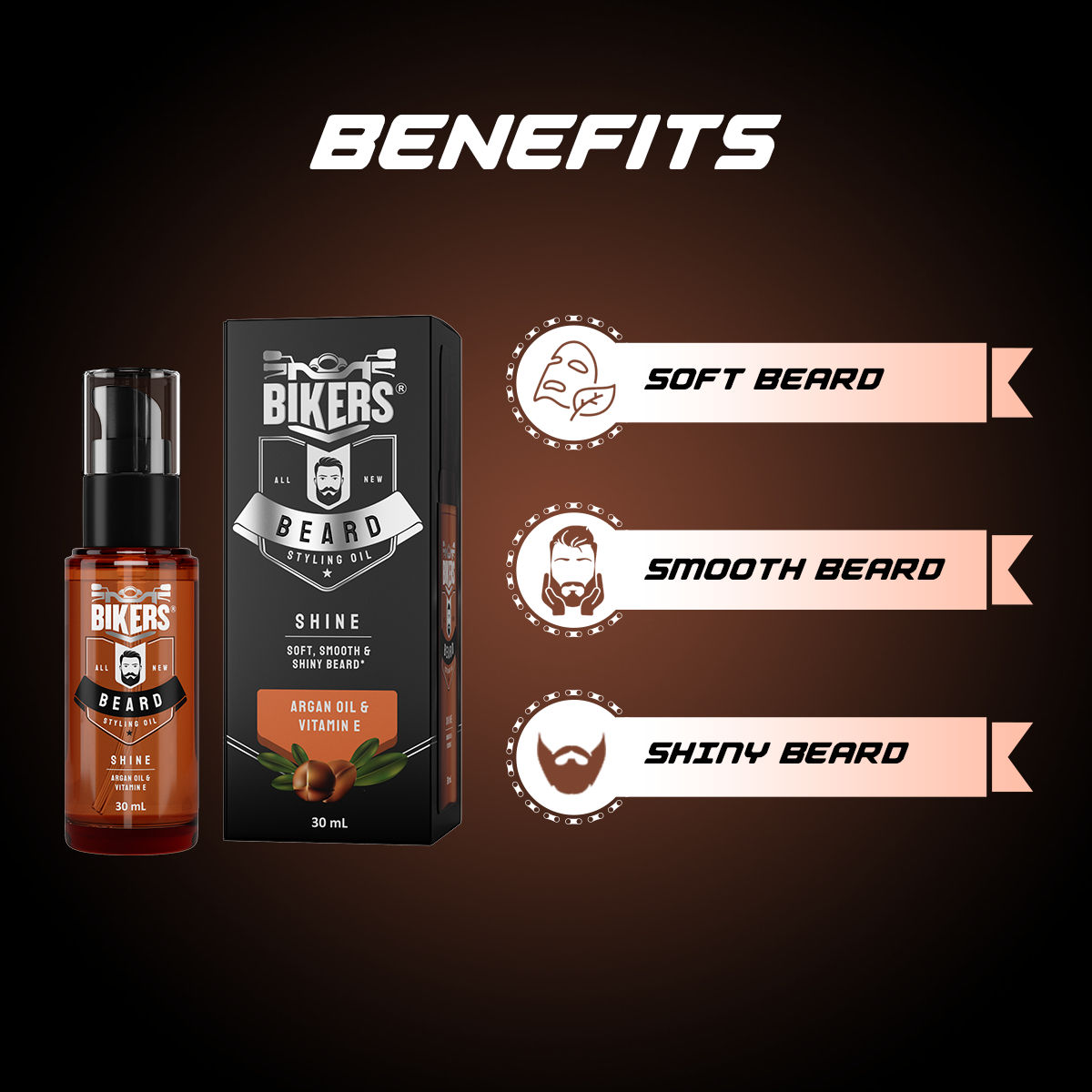 Biker's Beard Styling Oil - Shine with Argan Oil and Vitamin E, Beard ...