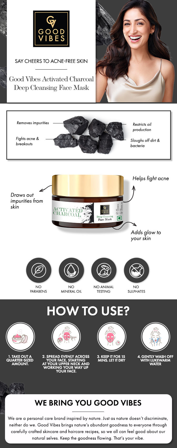Buy Good Vibes Deep Cleansing Face Mask - Activated Charcoal (100 gm ...