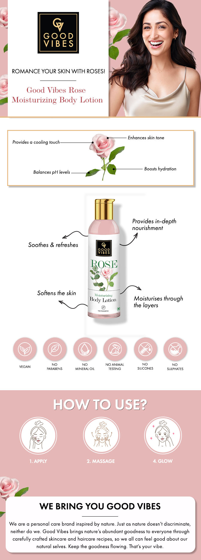 Buy Good Vibes Moisturizing Body Lotion - Rose (200 ml) Online | Purplle