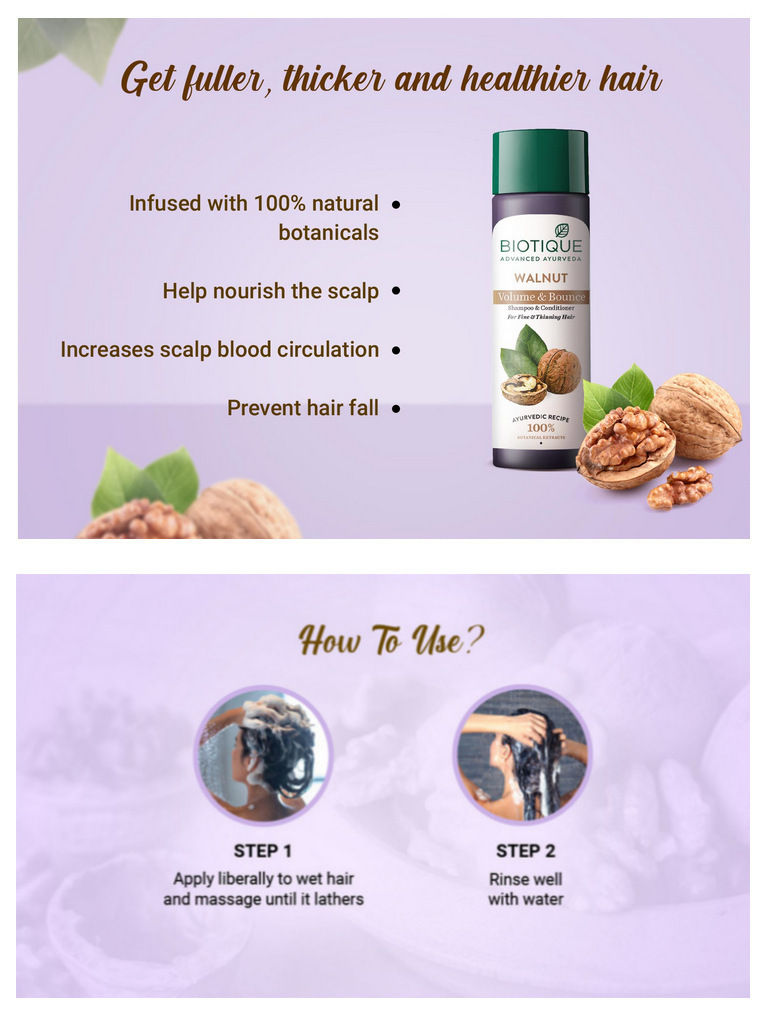 Buy Biotique Walnut Bark Volumizing Shampoo (190 ml) Online | Purplle