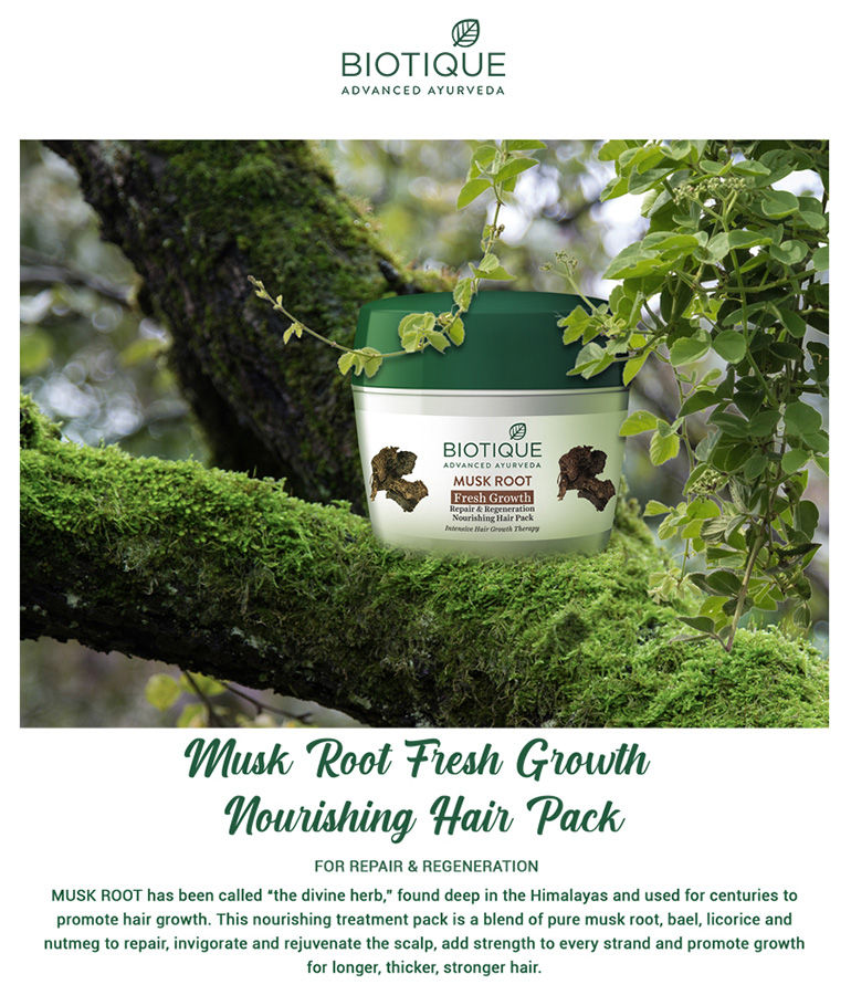 Buy Biotique Musk Root Fresh Growth Nourishing Treatment Pack (230 g ...