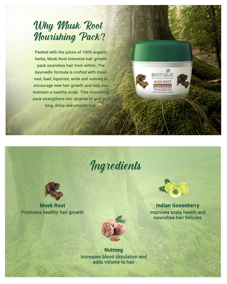 Buy Biotique Musk Root Fresh Growth Nourishing Treatment Pack (230 g ...