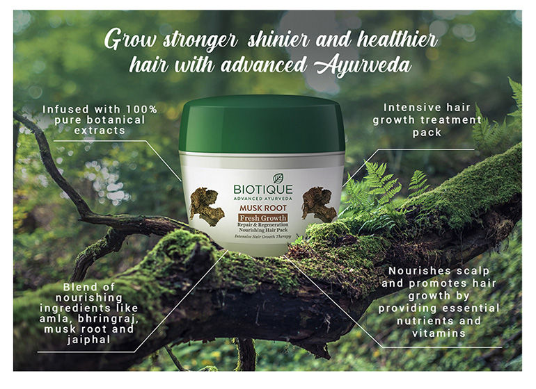 Buy Biotique Musk Root Fresh Growth Nourishing Treatment Pack (230 g ...