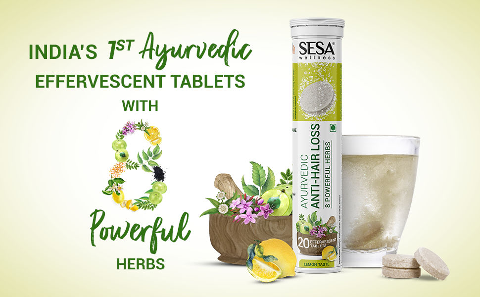 Sesa Wellness Ayurvedic Anti-Hair Loss Effervescent Tablets I 8 ...