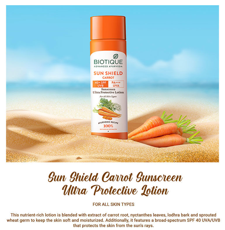Biotique Sun Shield Carrot 40+Spf Sunscreen Lotion (120 ml)