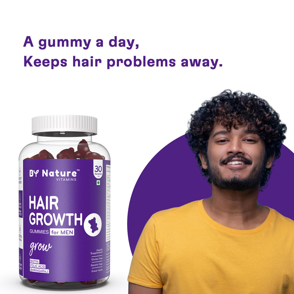 By Nature Hair Growth Gummies for Men with Biotin, Folic acid ...