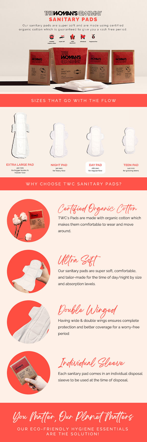 The Woman's Company Sanitary Pads- Day | Organic, Biodegradable ...