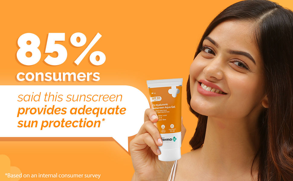 The Derma Co.1% Hyaluronic Sunscreen SPF 50 Aqua Gel, PA ...