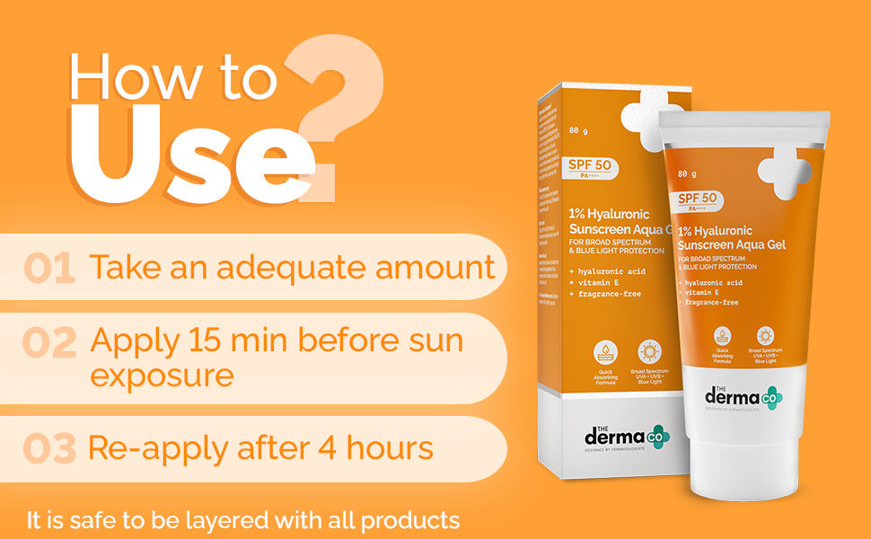 The Derma Co.1% Hyaluronic Sunscreen SPF 50 Aqua Gel, PA ...