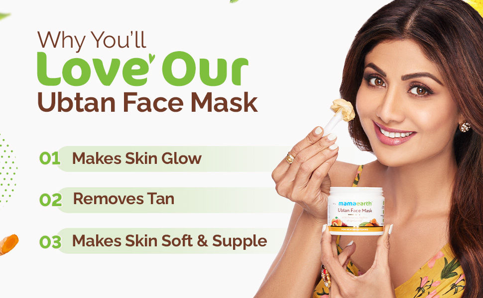 Buy Mamaearth Ubtan Face Pack Mask For Fairness, Tanning & Glowing Skin With Saffron, Turmeric ...
