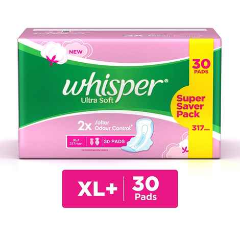Whisper Ultra Soft XL Plus Sanitary Pads 30 count